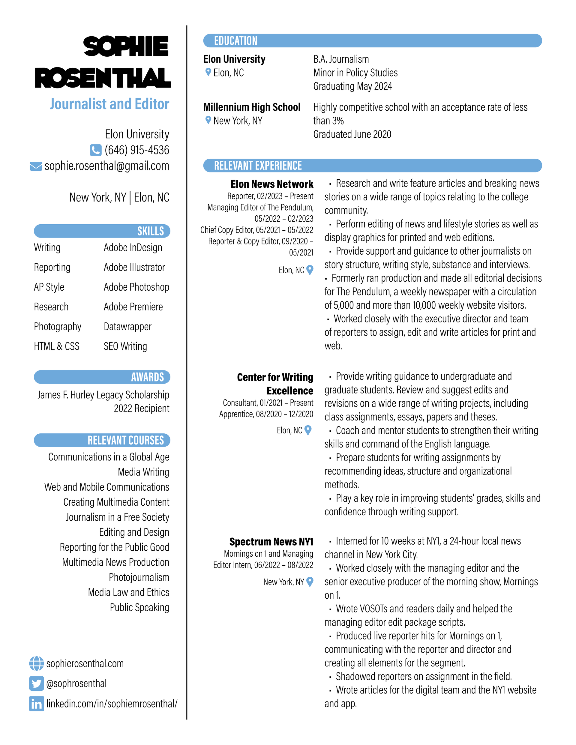 Resume | Sophie Rosenthal